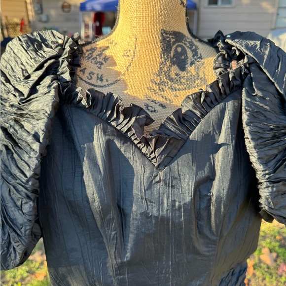 Dresses | Vintage 8s Bb Collections Black Ruffle Prom Dress With Puffy ...